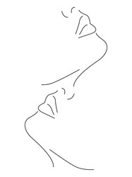Abstract female faces outline portrait Royalty Free Vector