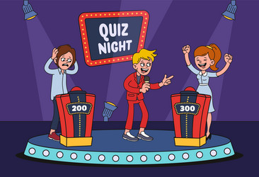 Quiz show man game host cartoon people contestant Vector Image