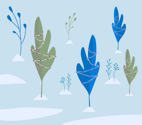 Winter snow landscape background minimal flat Vector Image