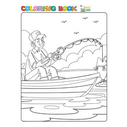 Fisherman coloring page for children Royalty Free Vector