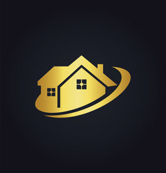 Gold building house logo Royalty Free Vector Image