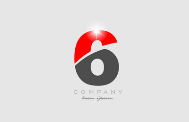 Red grey 6 number letter logo icon design Vector Image