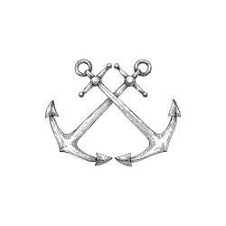 Two crossed anchors isolated marine nautical anker