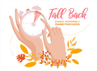 Daylight saving time clock change fall back Vector Image