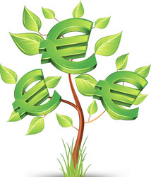 Money tree and double coin -green knot Royalty Free Vector