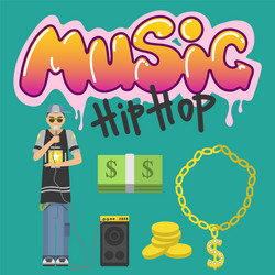 Hip hop rapper cartoon character cute Royalty Free Vector