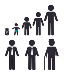Human life cycle silhouette icon Royalty Free Vector Image