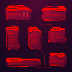 Hud red warning frames futuristic screen borders Vector Image