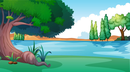 Cartoon Lake Background