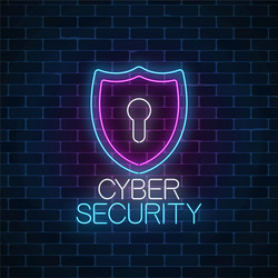 Cyber security glowing neon sign internet Vector Image