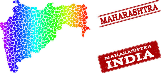 Collage map of maharashtra state with markers Vector Image