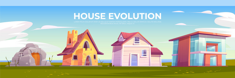 Evolution house architecture housing progress set Vector Image