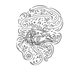 Sea monster outline sketch Royalty Free Vector Image