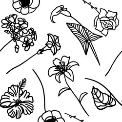 Seamless fabric pattern of flowers in outline Vector Image