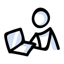 Hand drawn stick figure using laptop computer Vector Image