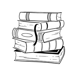 Pile Of Books Black And White