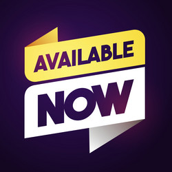 Available now label badge seal or burst flat icon Vector Image