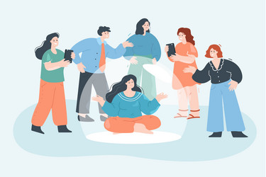Girl in bubble rejecting social contact Royalty Free Vector