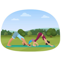 Silhouette mother with badoing yoga Royalty Free Vector