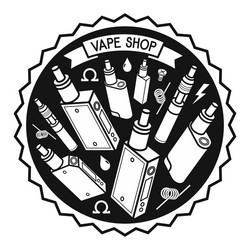 Hand drawn vape vaping device with smoke cloud Vector Image