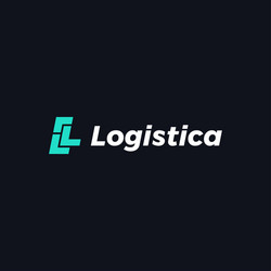 Blue logistics logo with airplane taking off Vector Image
