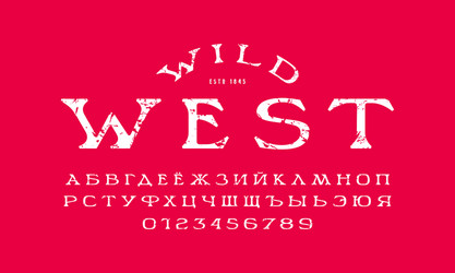 Hollow wide serif font in western style Royalty Free Vector