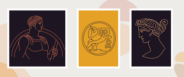 Greece modern faces portraits in one line style Vector Image