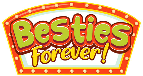 Besties forever on retro light banner Royalty Free Vector