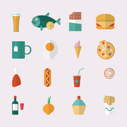 Food flat retro icons Royalty Free Vector Image