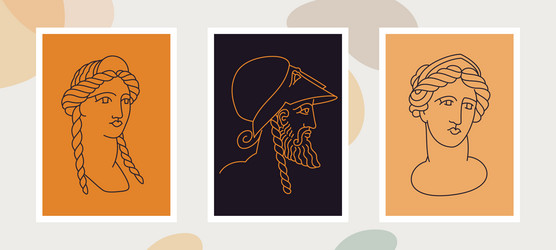 Greece modern faces portraits in one line style Vector Image