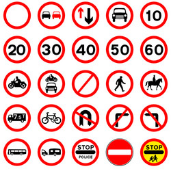 Road sign glossy set Royalty Free Vector Image