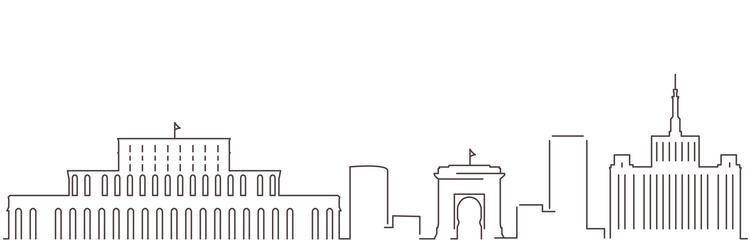 Bucharest skyline line art Royalty Free Vector Image