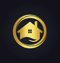 House icon gold logo Royalty Free Vector Image