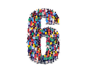 Large group of people in number 9 nine form Vector Image