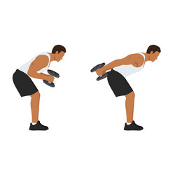 Man doing bent over double arm tricep kickbacks Vector Image