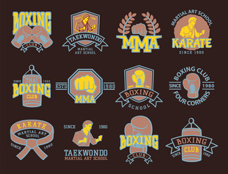 Set of cool fighting club emblems martial training