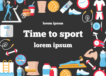Time to sport flat poster Royalty Free Vector Image