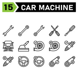 Car machine icon set include tools tool wrench Vector Image