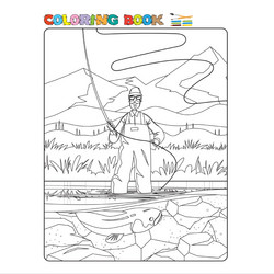 Fisherman coloring page for children Royalty Free Vector