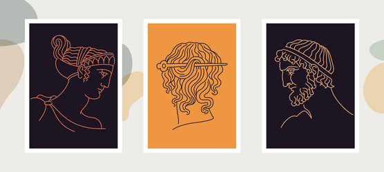 Greece modern faces portraits in one line style Vector Image