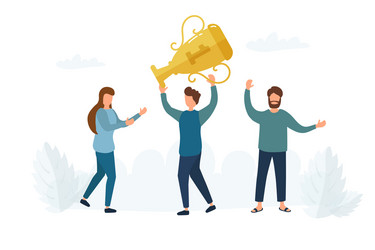 Happy people winners Royalty Free Vector Image