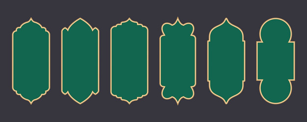 Ramadan frame shapes golden border with pattern Vector Image