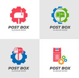 Gear post box logo template creative post box Vector Image