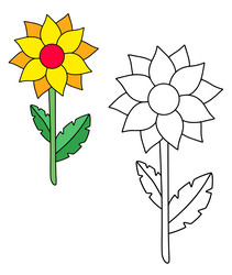 Flower coloring book Royalty Free Vector Image