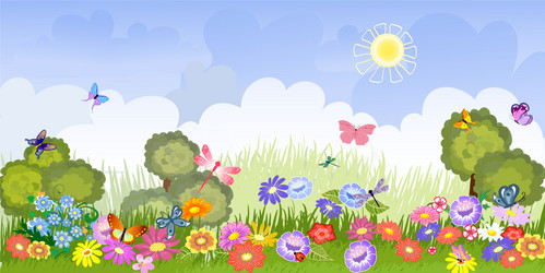 Cartoon spring landscape Royalty Free Vector Image