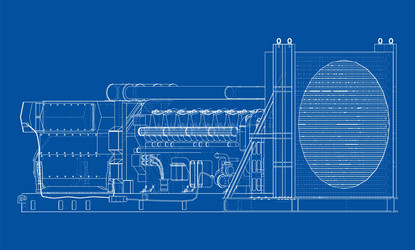 Diesel generator blueprints Royalty Free Vector Image