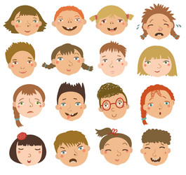 Different faces of boys and girls Royalty Free Vector Image