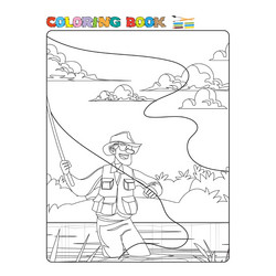 Fisherman coloring page for children Royalty Free Vector