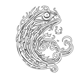 Sea monster outline sketch Royalty Free Vector Image