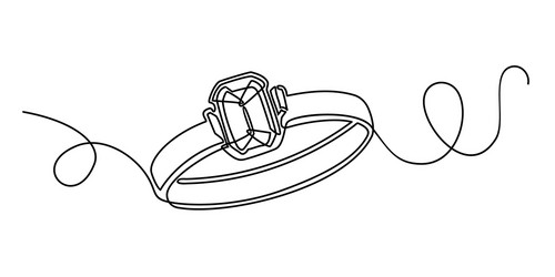 Ring line drawing style continuous line drawing Vector Image